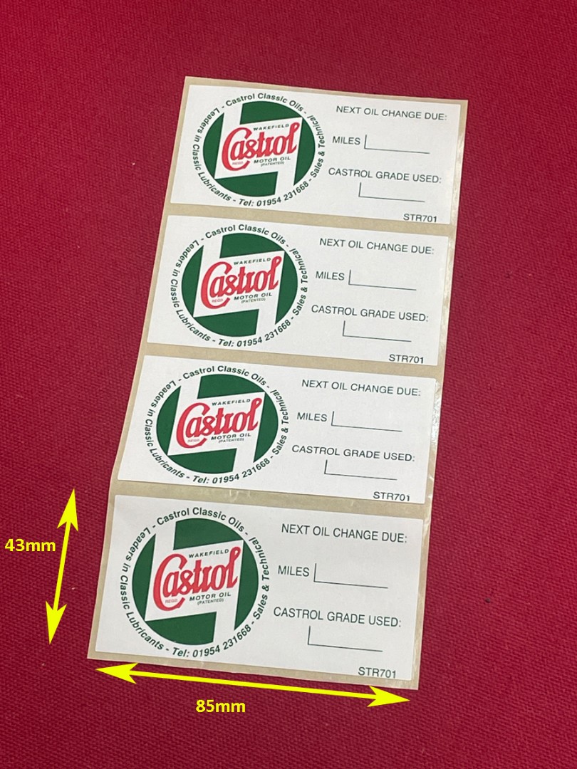 Castrol-Classic Service Sticker Sold as a Set of Four (4) Castrol ...
